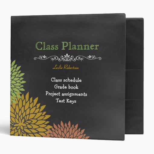 Teacher's Floral Chalkboard Custom Binder | Zazzle
