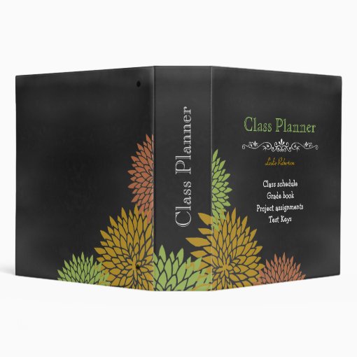 Teacher's Floral Chalkboard Custom Binder | Zazzle