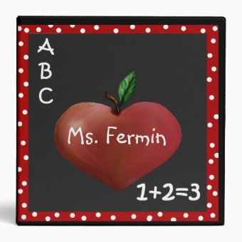 Teacher's Heart Apple Binder | Zazzle