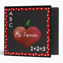 Teacher's Heart Apple Binder | Zazzle