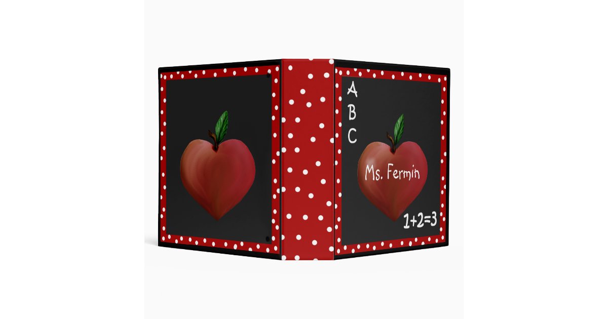 Teacher's Heart Apple Binder | Zazzle
