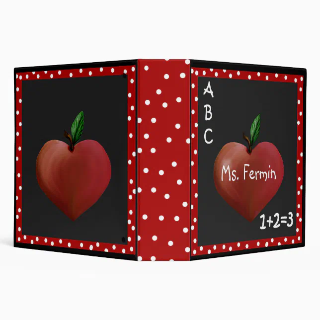 Teacher's Heart Apple Binder | Zazzle