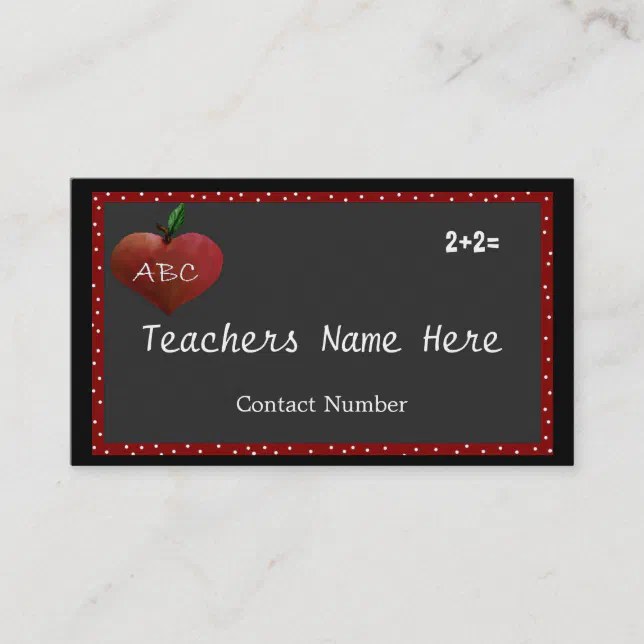 Teachers Heart Apple Business Card | Zazzle