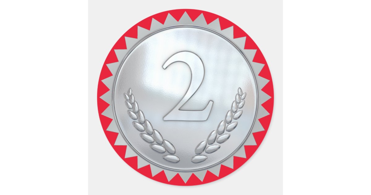 Teacher's Red and Silver 2nd Place Award Classic Round Sticker | Zazzle
