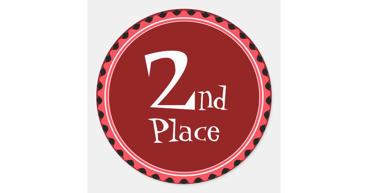 Teacher's Red Second Place Award Stickers | Zazzle