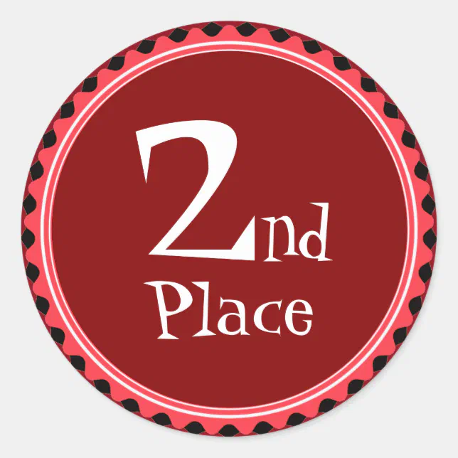 Teacher's Red Second Place Award Stickers | Zazzle