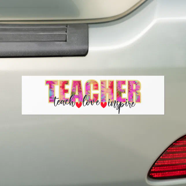Teachers Teach Love Inspire Cute School Bumper Sticker | Zazzle