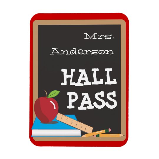 Teachers Tools Blackboard & Apple Hall Pass Magnet | Zazzle.com