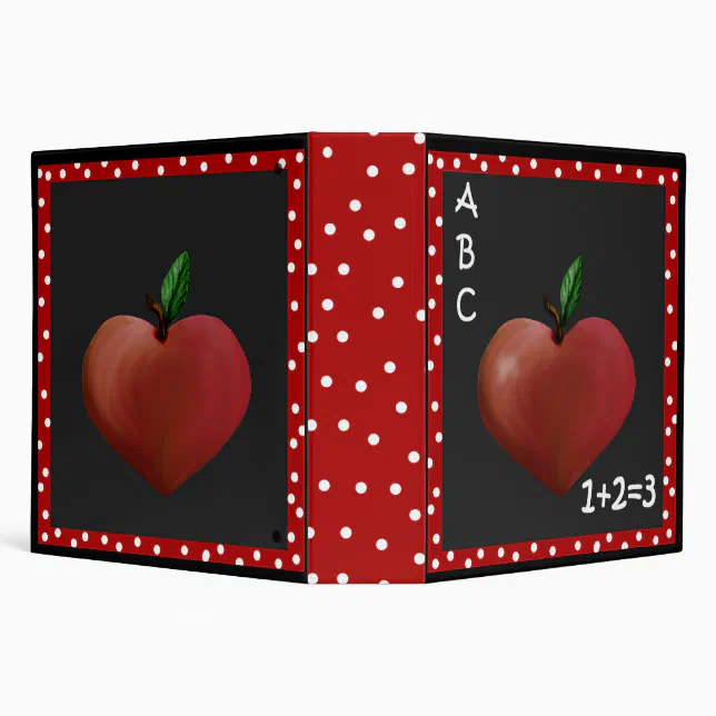 Teacher's Whimsical Heart Apple Binder | Zazzle