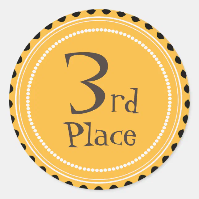 Teacher's Yellow Third Place Award Stickers | Zazzle
