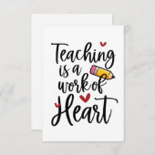 Teaching is a Work of Heart Teacher Appreciation Thank You Card | Zazzle