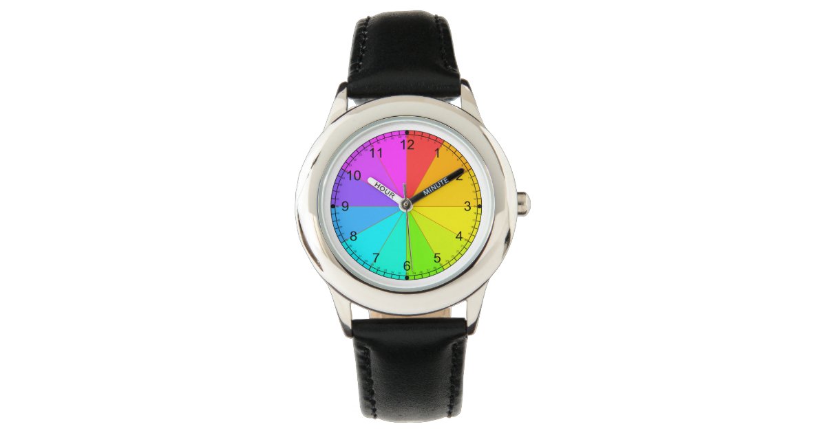 Teaching Time Rainbow Color Wheel Watch for Child | Zazzle