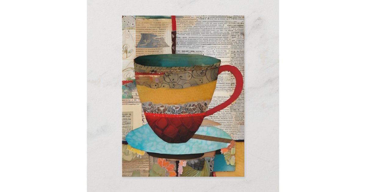 Teacup Collage Postcard | Zazzle