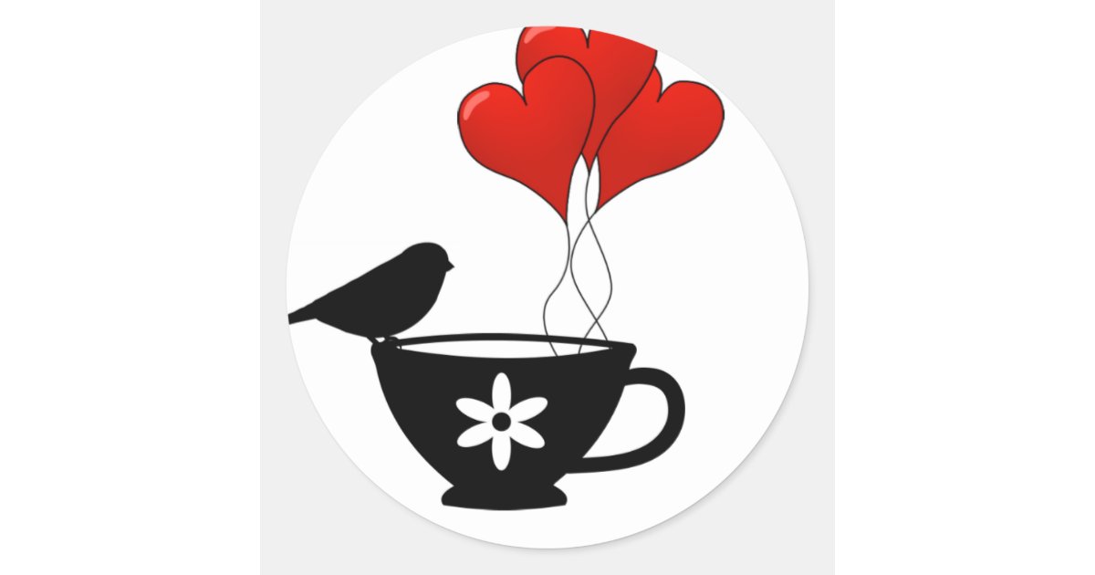 Teacup of Hearts Classic Round Sticker | Zazzle