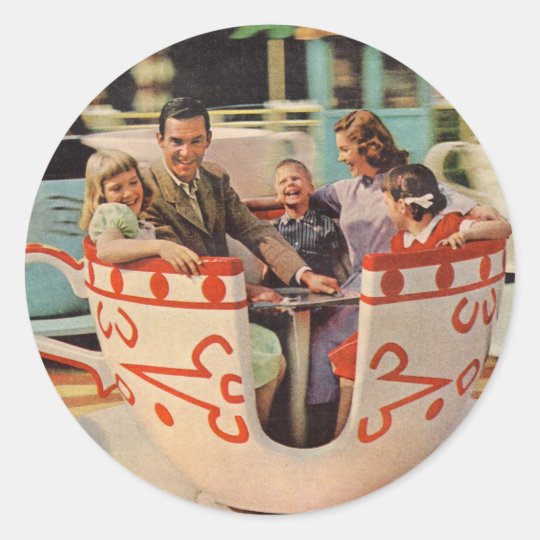 teacup ride at the amusement park classic round sticker | Zazzle.com