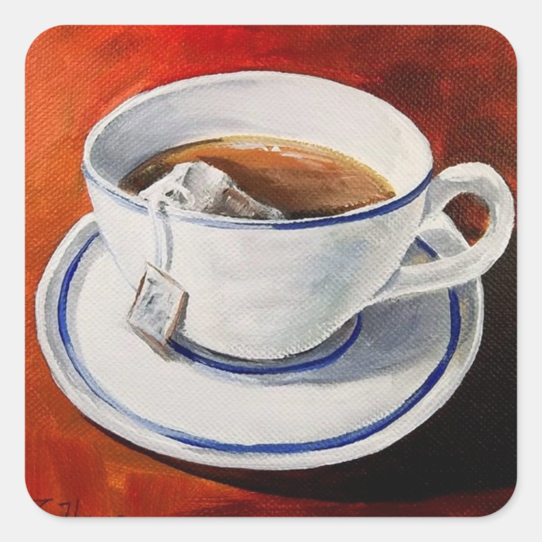 Teacup with Teabag Sticker | Zazzle