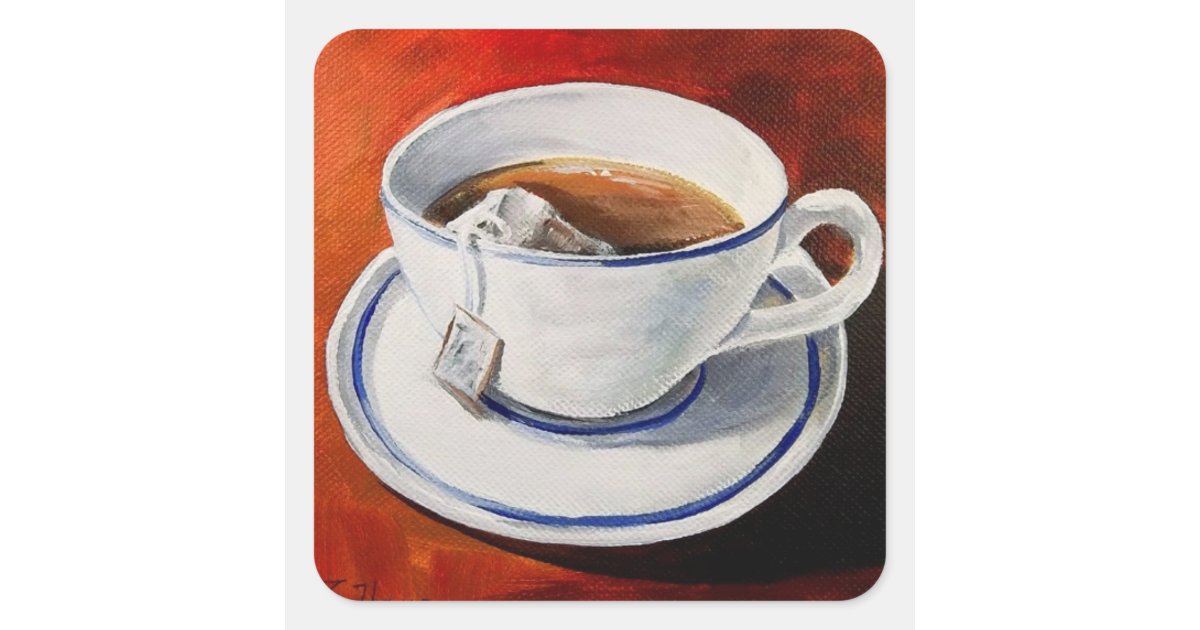 Teacup with Teabag Sticker | Zazzle