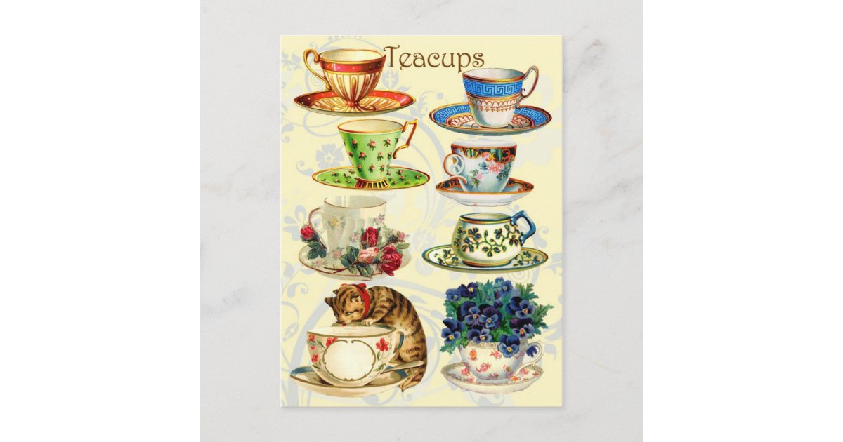 Teacups for Tea Time Postcard | Zazzle