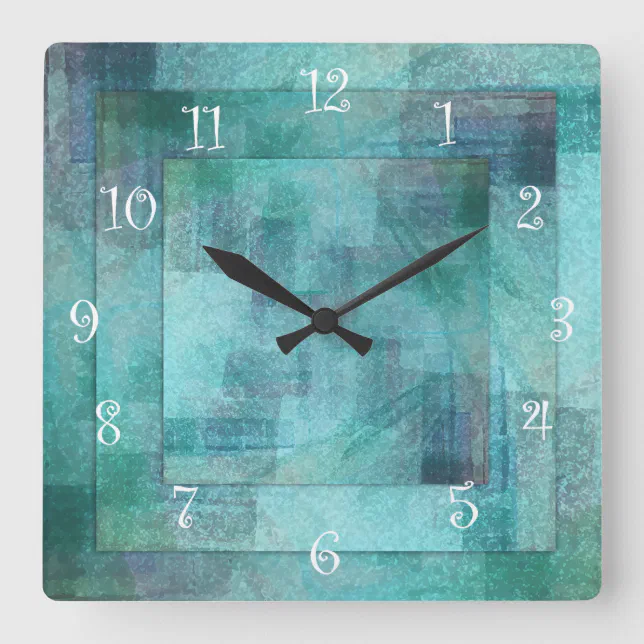 Teal Abstract Kitchen Wall Clocks | Zazzle