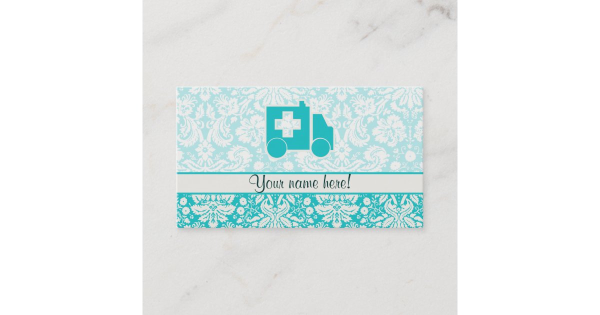 Teal Ambulance Business Card | Zazzle