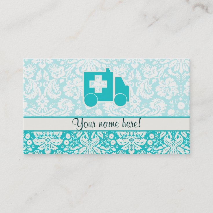 Teal Ambulance Business Card | Zazzle