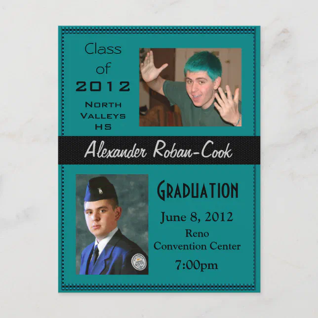 Teal and Black Graduation Invitation Announcement | Zazzle