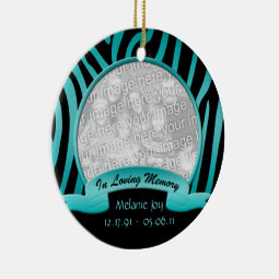 Teal and Black Zebra In Loving Memory Ornament | Zazzle