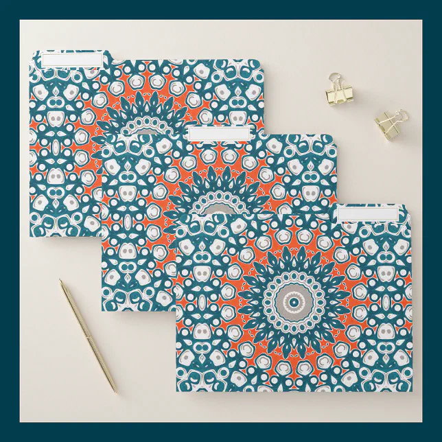 Teal and Coral Abstract Office Pattern File Folder | Zazzle