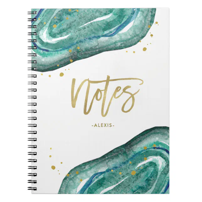 Teal and Faux Gold Geode | Notes Notebook | Zazzle