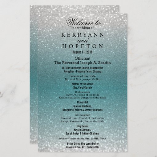 Teal and Glitter - Program | Zazzle