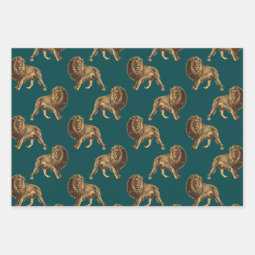 Teal and Gold African Animal Print Wrapping Paper Sheets | Zazzle