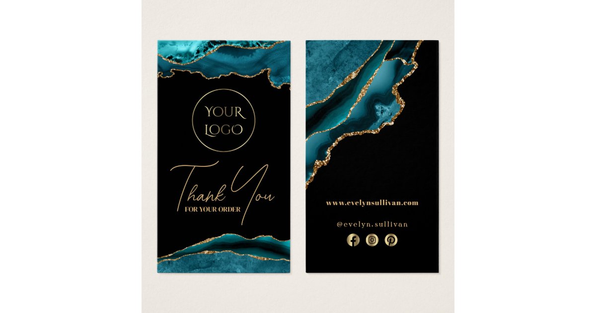 Teal and gold agate package insert | Zazzle