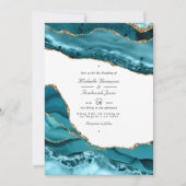 Teal and Gold Agate Stone QR Code RSVP Wedding Invitation | Zazzle