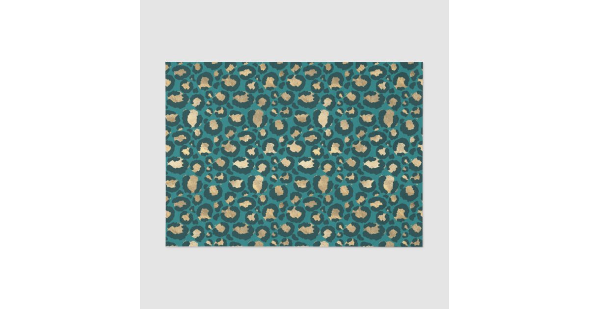 Teal and Gold Foil Leopard Spots Tissue Paper | Zazzle