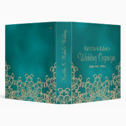Teal and Gold Indian Style Wedding Organizer Binder | Zazzle