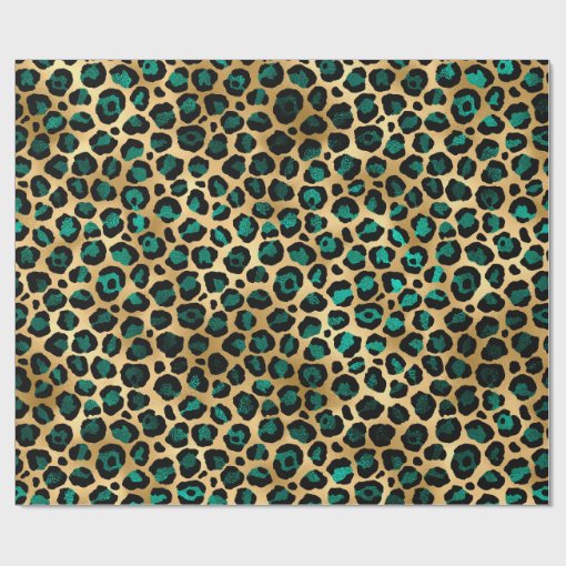 Teal and Gold Leopard Series Design 14 Wrapping Paper | Zazzle