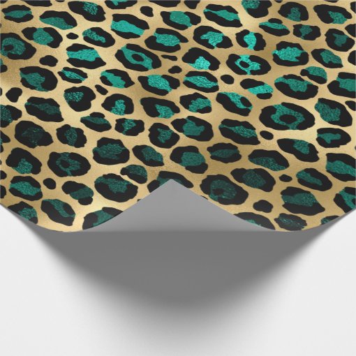 Teal and Gold Leopard Series Design 14 Wrapping Paper | Zazzle
