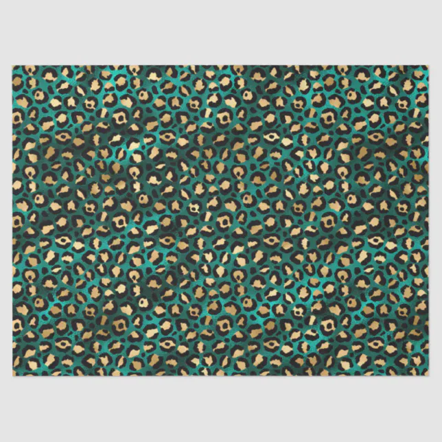Teal and Gold Leopard Series Design 3 Tissue Paper | Zazzle