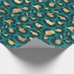 Teal and Gold Leopard Spots Wrapping Paper | Zazzle