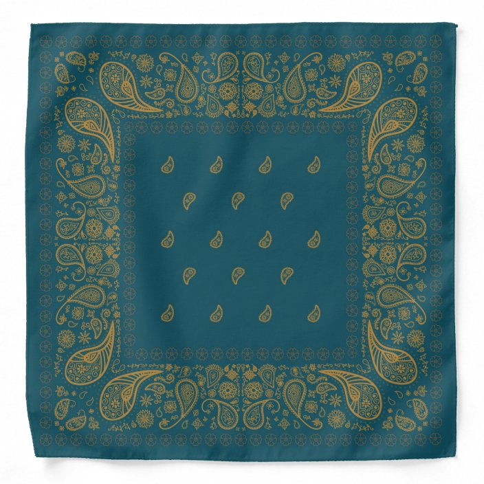 Teal and Gold Paisley Design Bandana | Zazzle.com
