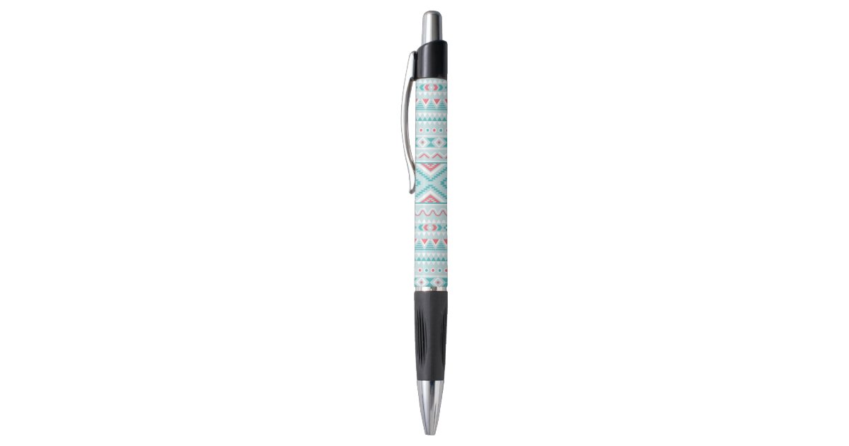 Teal and Pink Aztec Tribal Pattern Pen | Zazzle