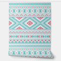 Teal and Pink Aztec Tribal Pattern Wallpaper | Zazzle