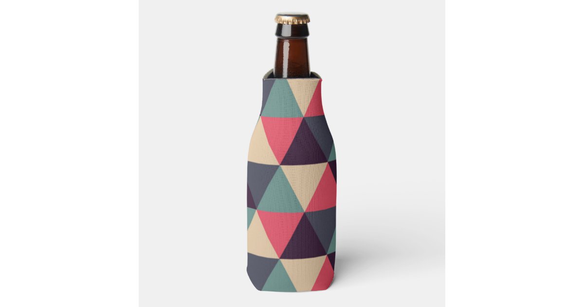 Teal And Pink Triangle Pattern Bottle Cooler | Zazzle