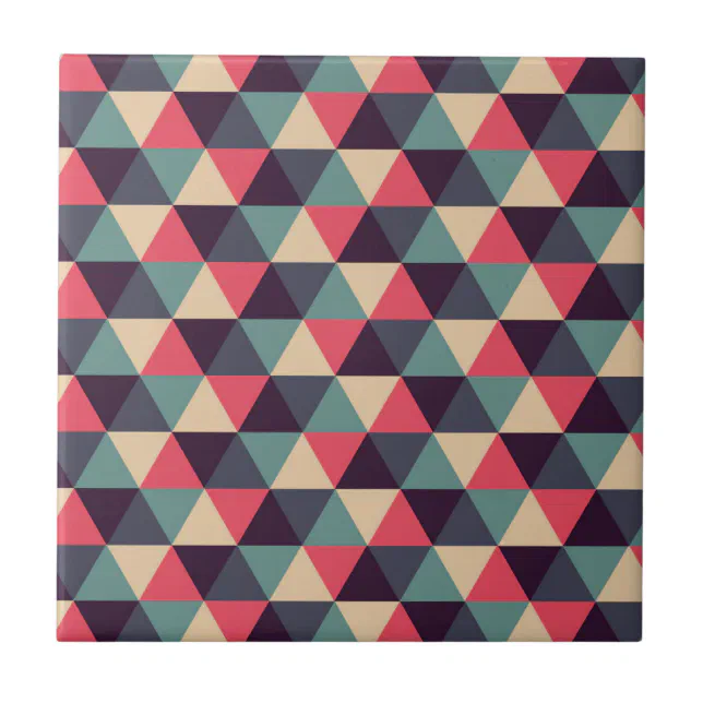 Teal And Pink Triangle Pattern Tile | Zazzle