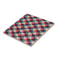 Teal And Pink Triangle Pattern Tile | Zazzle