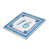 Teal and Purple Big House Number Tile | Zazzle