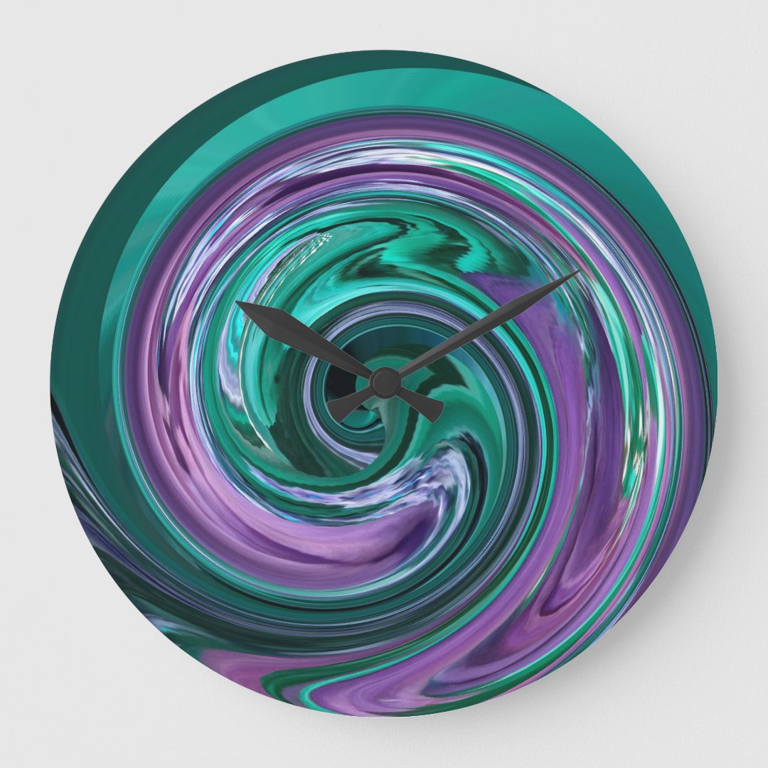 Teal and Purple Swirl Clock | Zazzle
