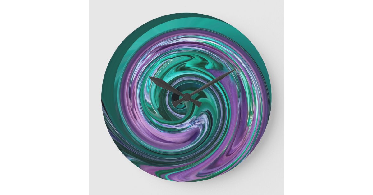Teal and Purple Swirl Clock | Zazzle