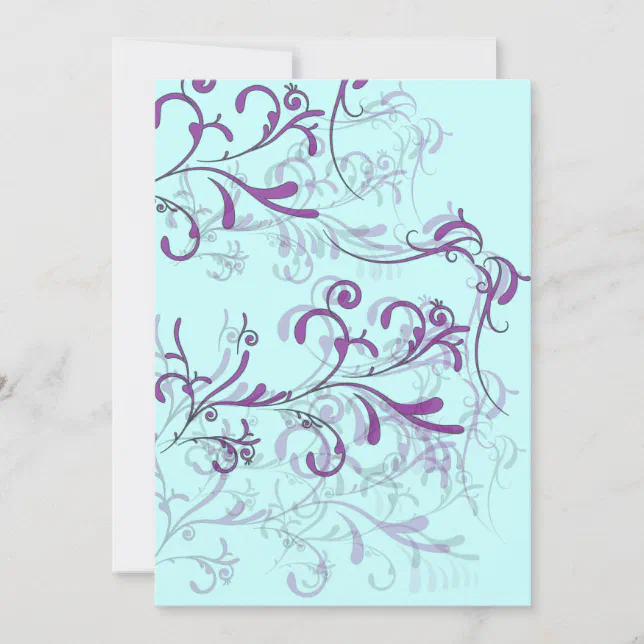 Teal and Purple Swirl Invitations | Zazzle
