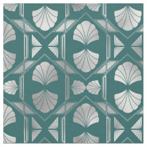 Art Deco Shell Pattern, Gold and Black Fabric | Zazzle